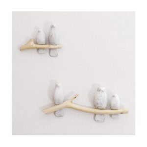 Crane Baby Woodland Nursery and Toddler Room Décor, 2 Piece Wooden Wall Décor for Boys and Girls, Bird Perch, 17” x 7" and 9” x 6.5"