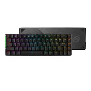 asus rog falchion wireless 65% mechanical gaming keyboard | 68 keys, aura sync rgb, extended battery life, interactive touch panel, pbt keycaps, cherry mx brown switches, keyboard cover case (renewed)