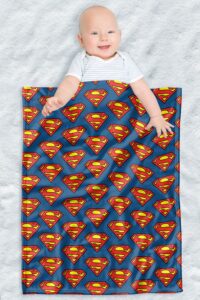 logovision superman lightweight baby blanket, 30"x40", classic s shield logo pattern unisex for infants girls & boys