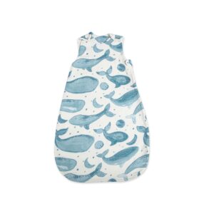 crane baby wearable blanket, wearable soft cotton baby blanket for boys and girls 0-9 months, whale, 19”w x 30”h