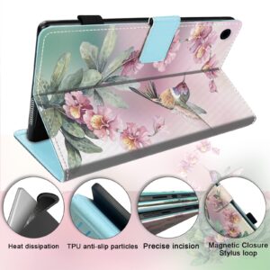 HONNKY for Samsung Galaxy Tab A8 10.5 inch Case 2022 (Model SM-X200/X205/X207),Floral Hummingbird Cover for Galaxy Tab A8 10.5" 2022,Auto Wake/Sleep,Pencil Holder