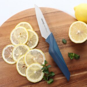 Lebabo Paring Knife 4 Inch, German Stainless Steel Fruit Knife Ideal for Peeling and Slicing, Ergonomic Handle, Blue