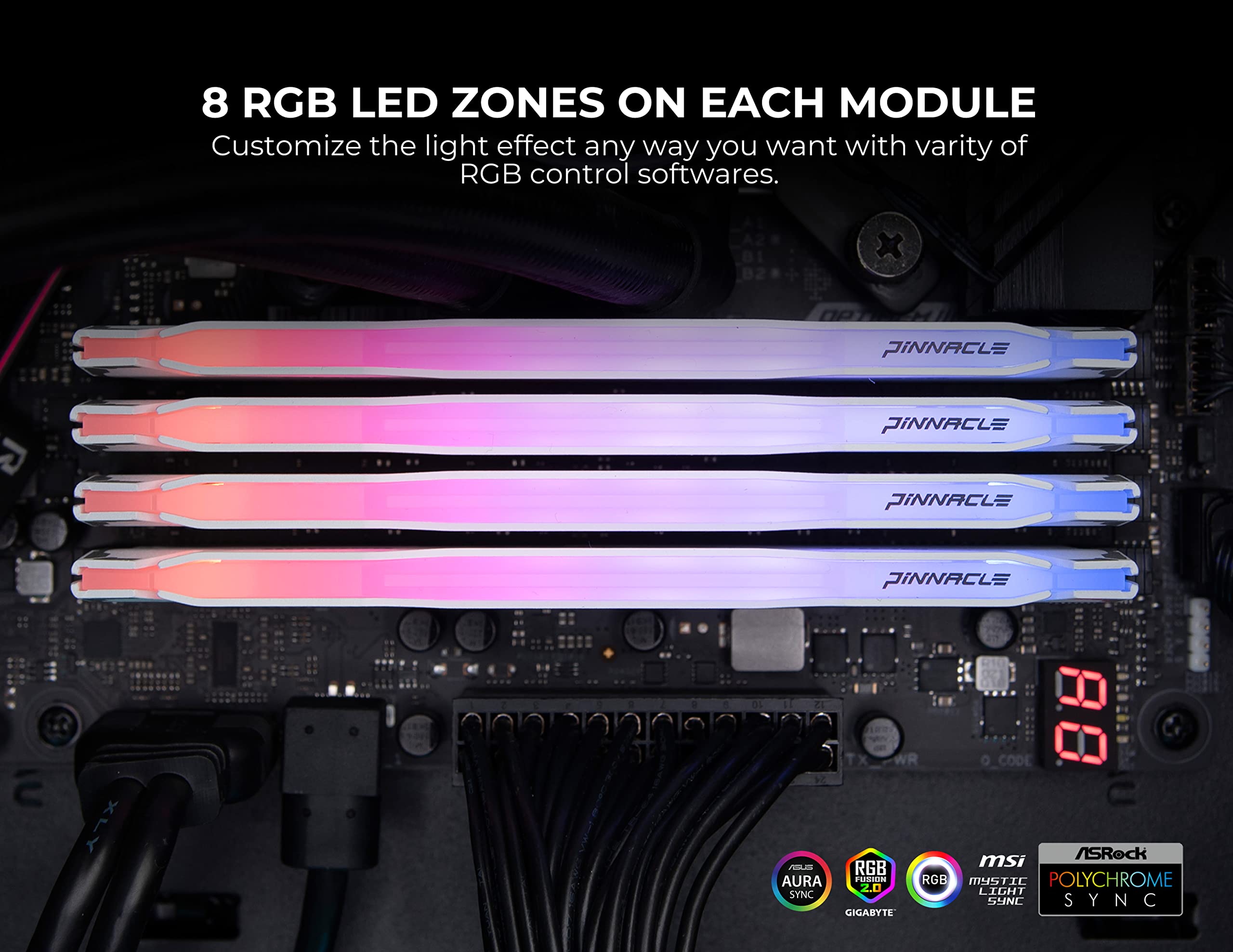 Timetec Pinnacle Konduit RGB DDR4 3200MHz PC4-25600 CL16-18-18-38 XMP2.0 Overclocking 1.35V Compatible for AMD and Intel Desktop Gaming PC Memory Module RAM (RGB White, 16GB KIT(2x8GB))