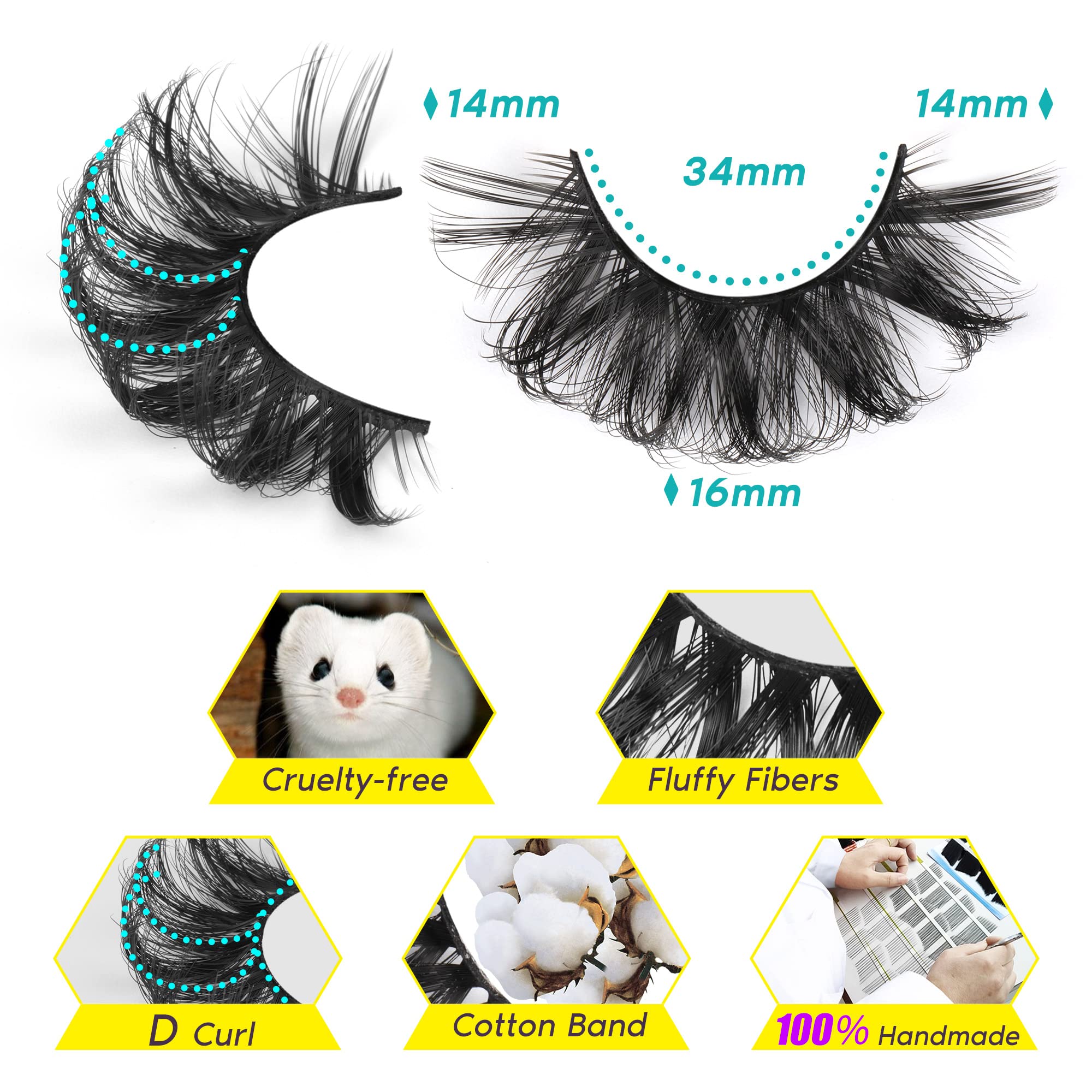 Lashes Natural Look Fluffy Russian Strip Lashes Wispy Eyelashes Natural 9 Styles Mixed False Eyelashes D Curl Multipack