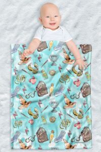 harry potter lightweight baby blanket, 30"x40", water color pattern unisex for infants girls & boys