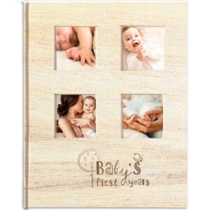 hapinest baby memory book scrapbook album for first 5 years - newborn gender neutral baby boy or girl keepsake registry or shower gifts