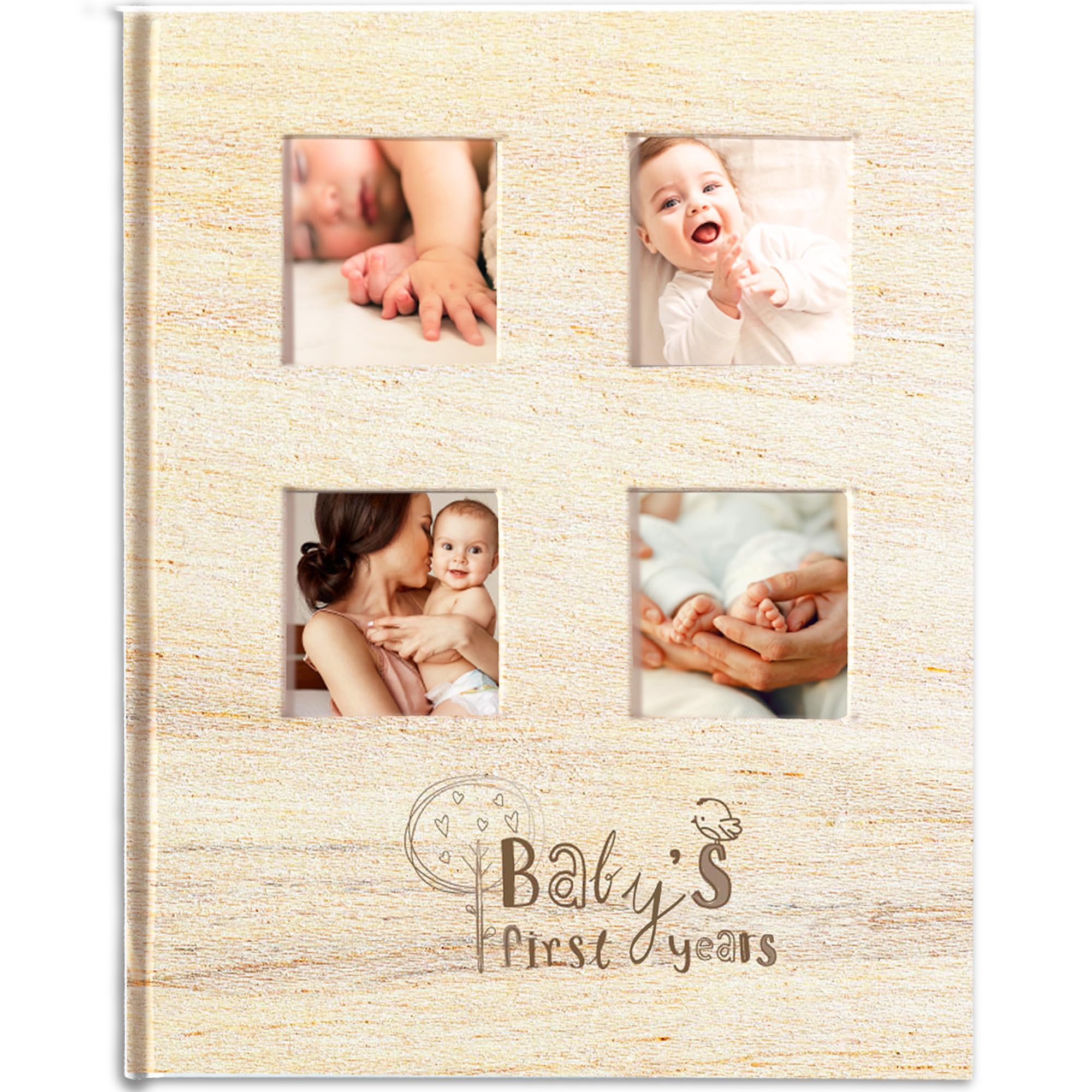 Hapinest Baby Memory Book Scrapbook Album for First 5 Years - Newborn Gender Neutral Baby Boy or Girl Keepsake Registry or Shower Gifts