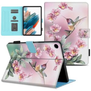 honnky for samsung galaxy tab a8 10.5 inch case 2022 (model sm-x200/x205/x207),floral hummingbird cover for galaxy tab a8 10.5" 2022,auto wake/sleep,pencil holder