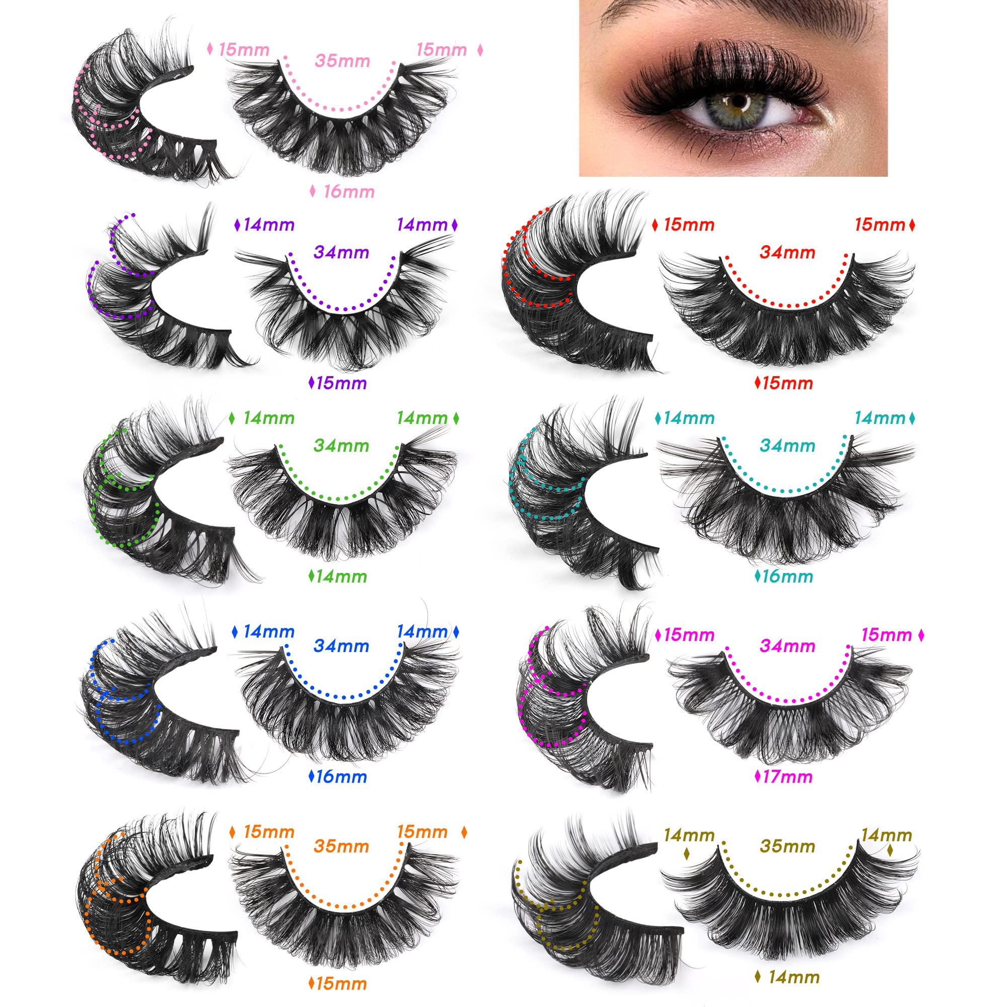 Lashes Natural Look Fluffy Russian Strip Lashes Wispy Eyelashes Natural 9 Styles Mixed False Eyelashes D Curl Multipack