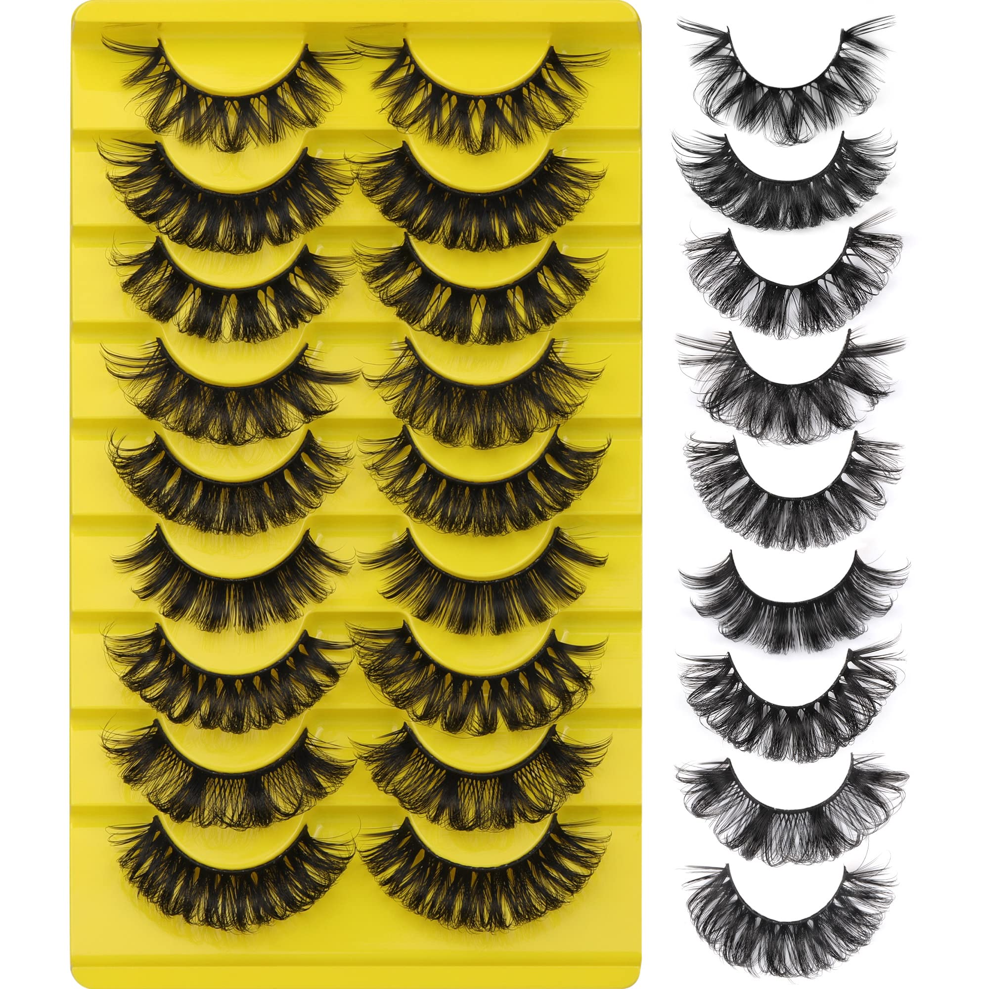 Lashes Natural Look Fluffy Russian Strip Lashes Wispy Eyelashes Natural 9 Styles Mixed False Eyelashes D Curl Multipack