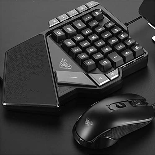 Niaviben Mini One-Handed Gaming Keyboard with Wrist Rest 38 Keys USB Wired Gaming Keyboard LED Backlight Ergonomic Keyboard Applies to PC Office (Black)