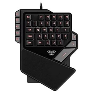 niaviben mini one-handed gaming keyboard with wrist rest 38 keys usb wired gaming keyboard led backlight ergonomic keyboard applies to pc office (black)