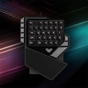 Niaviben Mini One-Handed Gaming Keyboard with Wrist Rest 38 Keys USB Wired Gaming Keyboard LED Backlight Ergonomic Keyboard Applies to PC Office (Black)