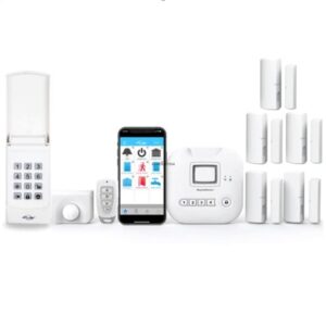 skylink sk-330 wireless home alarm kit (9-piece) no monthly fees with hub, door window sensors, motion sensor, keypad and keyfob, compatible with alexa, google assistant and ifttt