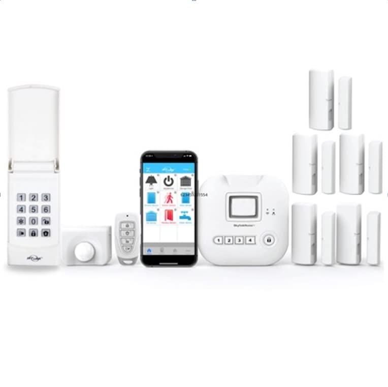 SKYLINK SK-330 Wireless Home Alarm Kit (9-Piece) No Monthly Fees with Hub, Door Window Sensors, Motion Sensor, Keypad and Keyfob, Compatible with Alexa, Google Assistant and IFTTT