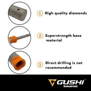 GUSHI Diamond Finger Milling Bit for Enlarging and Shaping Holes on Porcelain,Hard Ceramic,Granite and Marble with 5/8"-11 Thread (10MM)