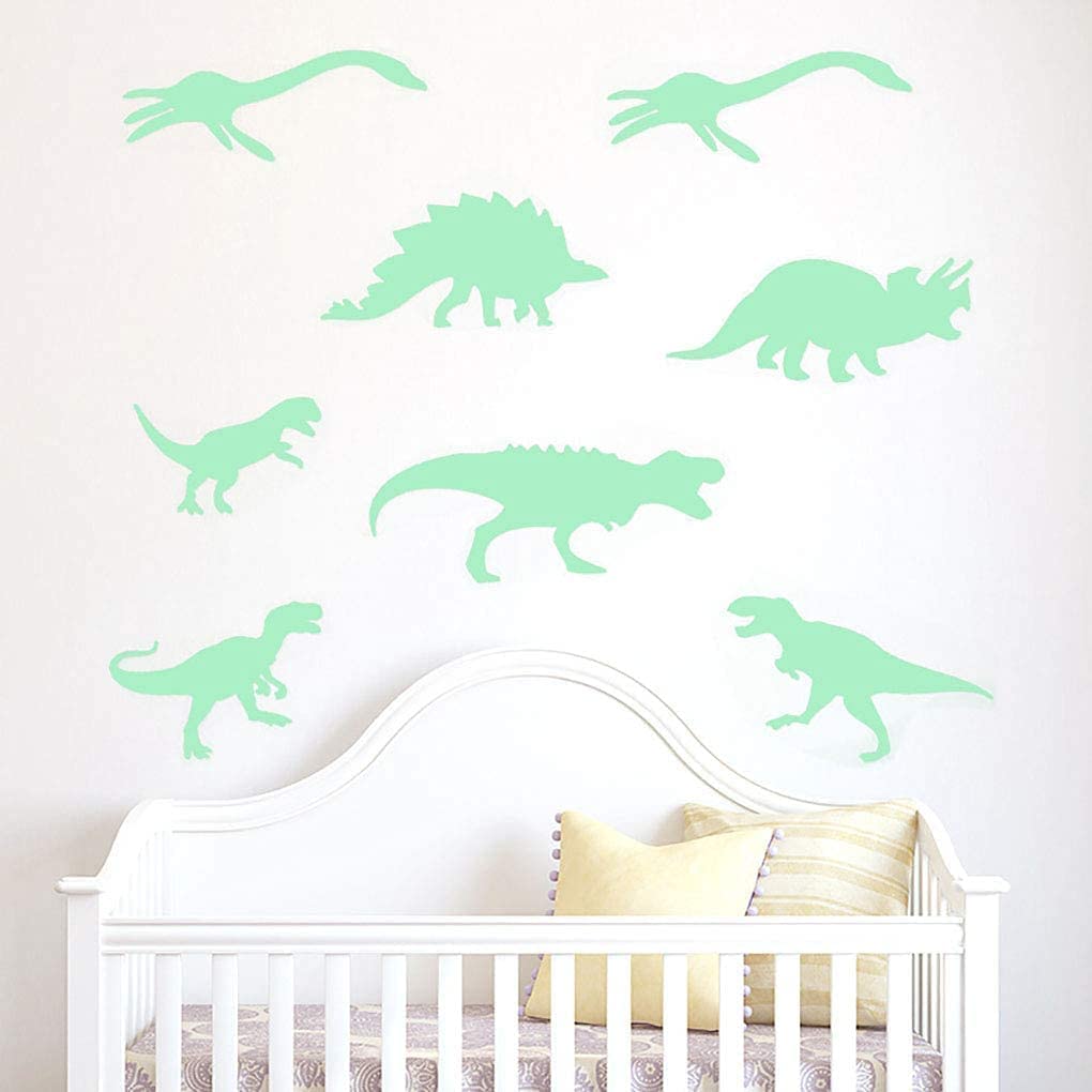 Supzone 18 pcs Dinosaurs Wall Decals Luminous Stickers Glow in The Dark Light Dino Wall Stickers Removable Vinyl DIY Wall Decor for Boys Playroom Bedroom Classroom Living Room Nursery Room