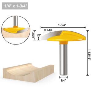 WSOOX 1/4 Inch Shank Horizontal Crown Router Bit for Woodworking (R:1-1/2")