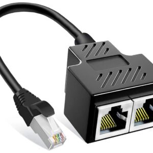 MVBOONE Ethernet Splitter 1 to 2 RJ45 Network Male to Female Adapter, Suitable Super Cat5-8, Cmpatible with ADSL/Hubs/TVs/Set-top Boxes/Routers/omputers (Only Support one Works at one time)