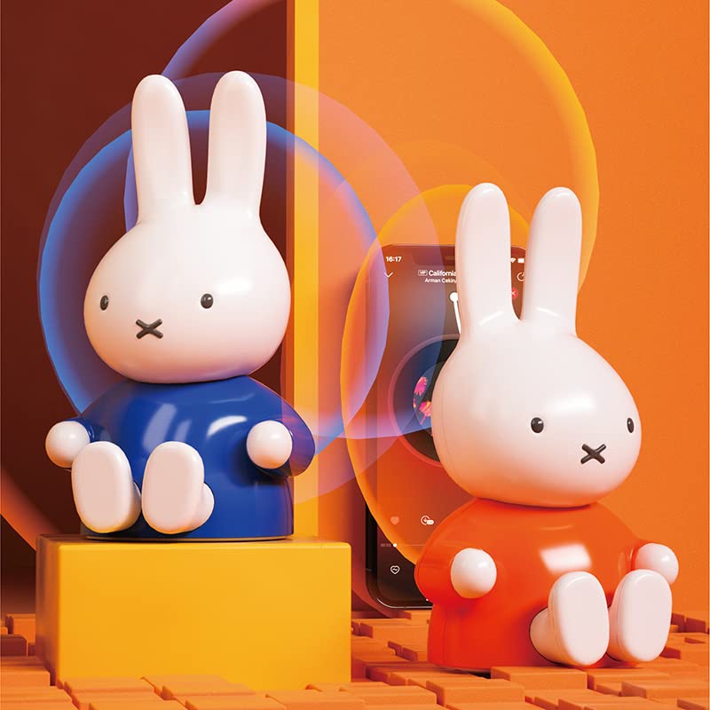 Miffy Portable Bluetooth Speakers, Cute Portable Wireless Speakers with Loud Stereo Sound, Built-in Mic, TF-Card Slot, Dual Pairing,40H Playtime for Room, Desk Decor, for her (Orange)