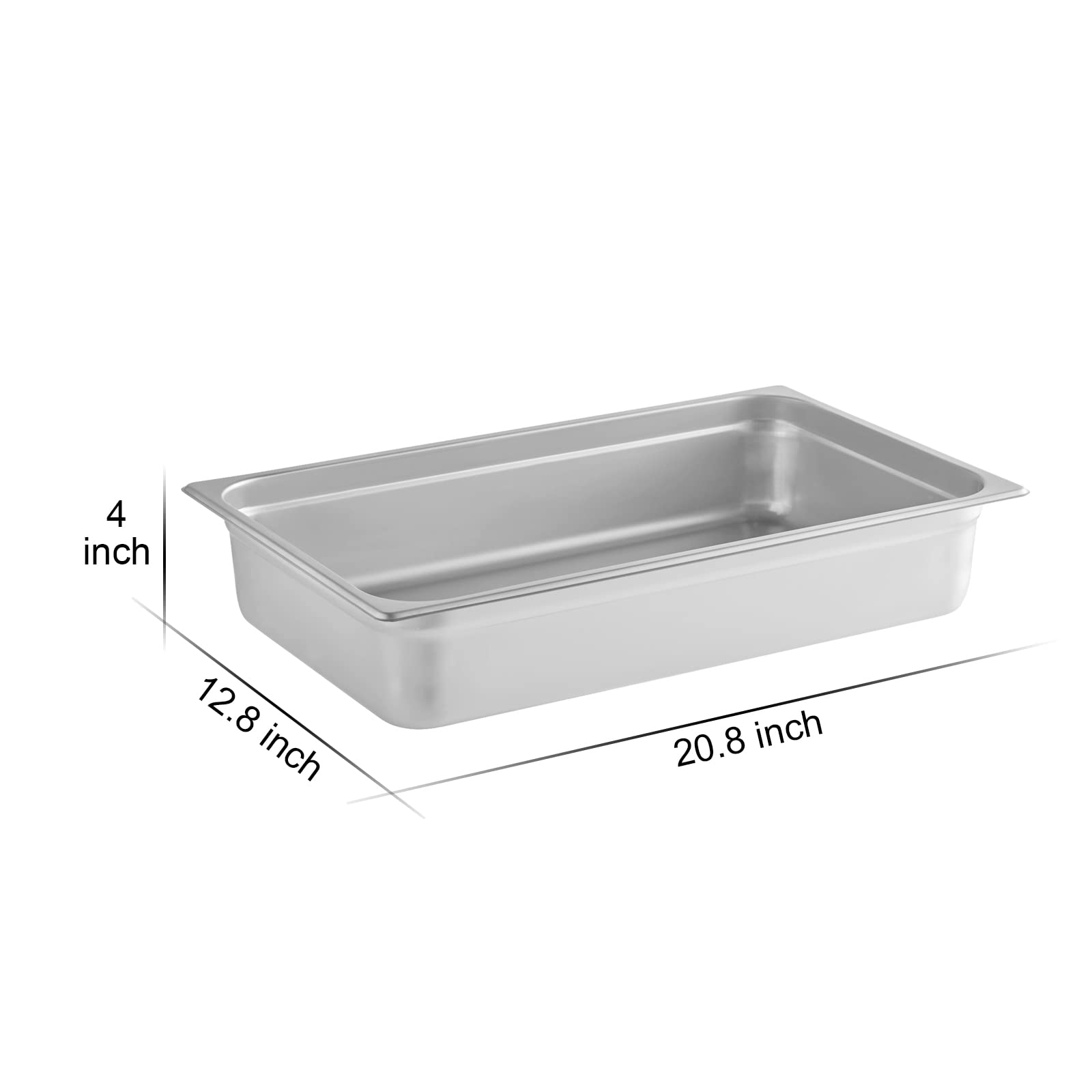 BotaBay Upgrade Set of 4 Hotel Pan Full Size Stainless Stee Table Pan Full Size 4-In Deep Steam Pan & Stainless Steel Steam Table Pan for Hotels Food Steam Table Pan (20x12x4in)