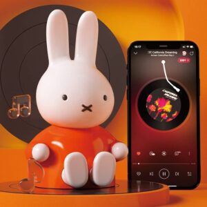 Miffy Portable Bluetooth Speakers, Cute Portable Wireless Speakers with Loud Stereo Sound, Built-in Mic, TF-Card Slot, Dual Pairing,40H Playtime for Room, Desk Decor, for her (Orange)