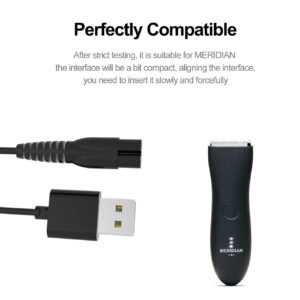 Replacement Charging Cable Fit for Meridian Grooming Electric Shaver Trimmer 5Ft Charger Cable Power Adapter Cord Black