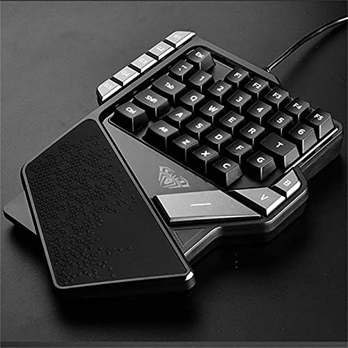 Niaviben Mini One-Handed Gaming Keyboard with Wrist Rest 38 Keys USB Wired Gaming Keyboard LED Backlight Ergonomic Keyboard Applies to PC Office (Black)