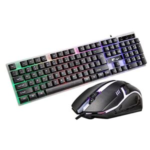 niaviben keyboard and mouse combo,keyboard mouse set,wired usb mechanical gaming keyboard with backlight and mouse ergonomic,apply to computer (black)