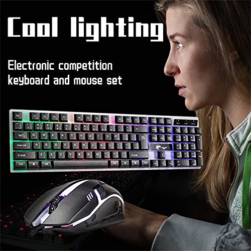 Niaviben Keyboard and Mouse Combo,Keyboard Mouse Set,Wired USB Mechanical Gaming Keyboard with Backlight and Mouse Ergonomic,Apply to Computer (Black)