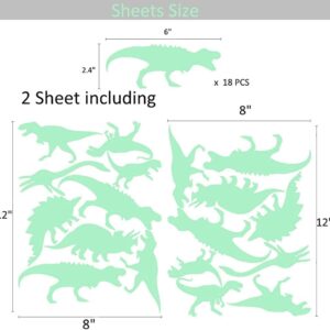 Supzone 18 pcs Dinosaurs Wall Decals Luminous Stickers Glow in The Dark Light Dino Wall Stickers Removable Vinyl DIY Wall Decor for Boys Playroom Bedroom Classroom Living Room Nursery Room