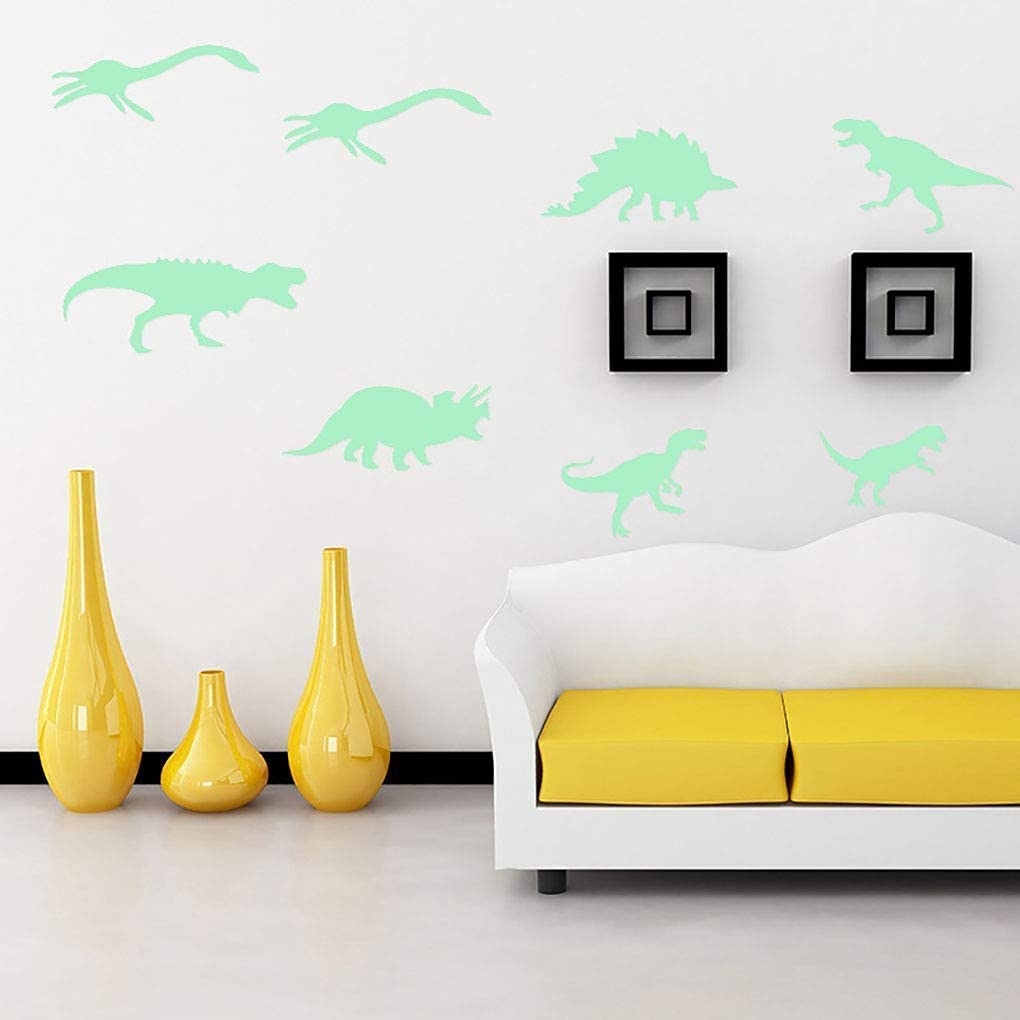 Supzone 18 pcs Dinosaurs Wall Decals Luminous Stickers Glow in The Dark Light Dino Wall Stickers Removable Vinyl DIY Wall Decor for Boys Playroom Bedroom Classroom Living Room Nursery Room