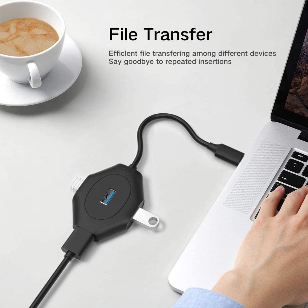 USB C to USB Hub Adapter,Type-C to USB 3.0 Hub,4 USB 3.0 Ports and 1 USB C High-Speed Charging Port Compatible with Chromebook/Laptop/Notebook/Tablet/Phone