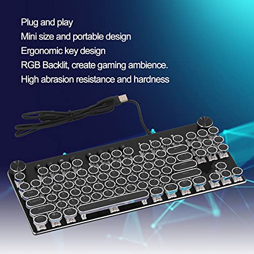 Zhiyavex Wired Mechanical Gaming Keyboard, 87 Keys RGB Backlit Keyboard,Portable Ergonomic Mechanical Keyboard with Long Type?C USB Cable, Computer Keyboard for Laptop PC