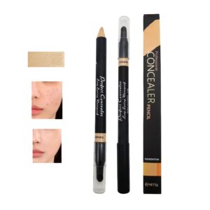 akary face full range of coverage concealer pencil for face, 2 in 1 dual-sided eyebrow face concealer crayon highlighter stick, professional waterproof foundation concealer for eye dark circles, blackheads, concealer pencil with brush for men and women (#