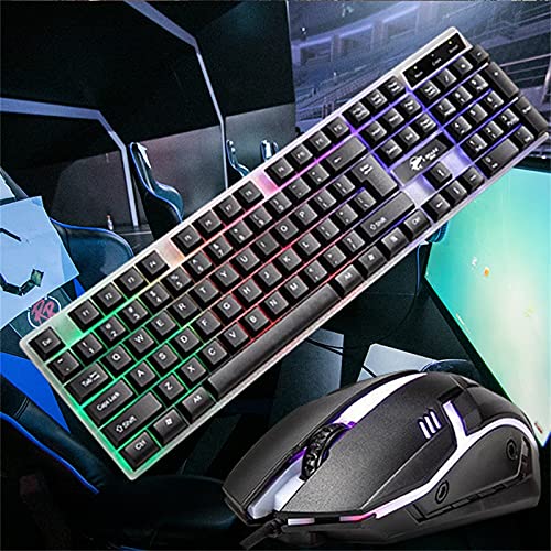 Niaviben Keyboard and Mouse Combo,Keyboard Mouse Set,Wired USB Mechanical Gaming Keyboard with Backlight and Mouse Ergonomic,Apply to Computer (Black)