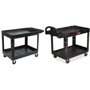 rubbermaid commercial products 2-shelf utility service carts (fg452089bla, fg452088bla)