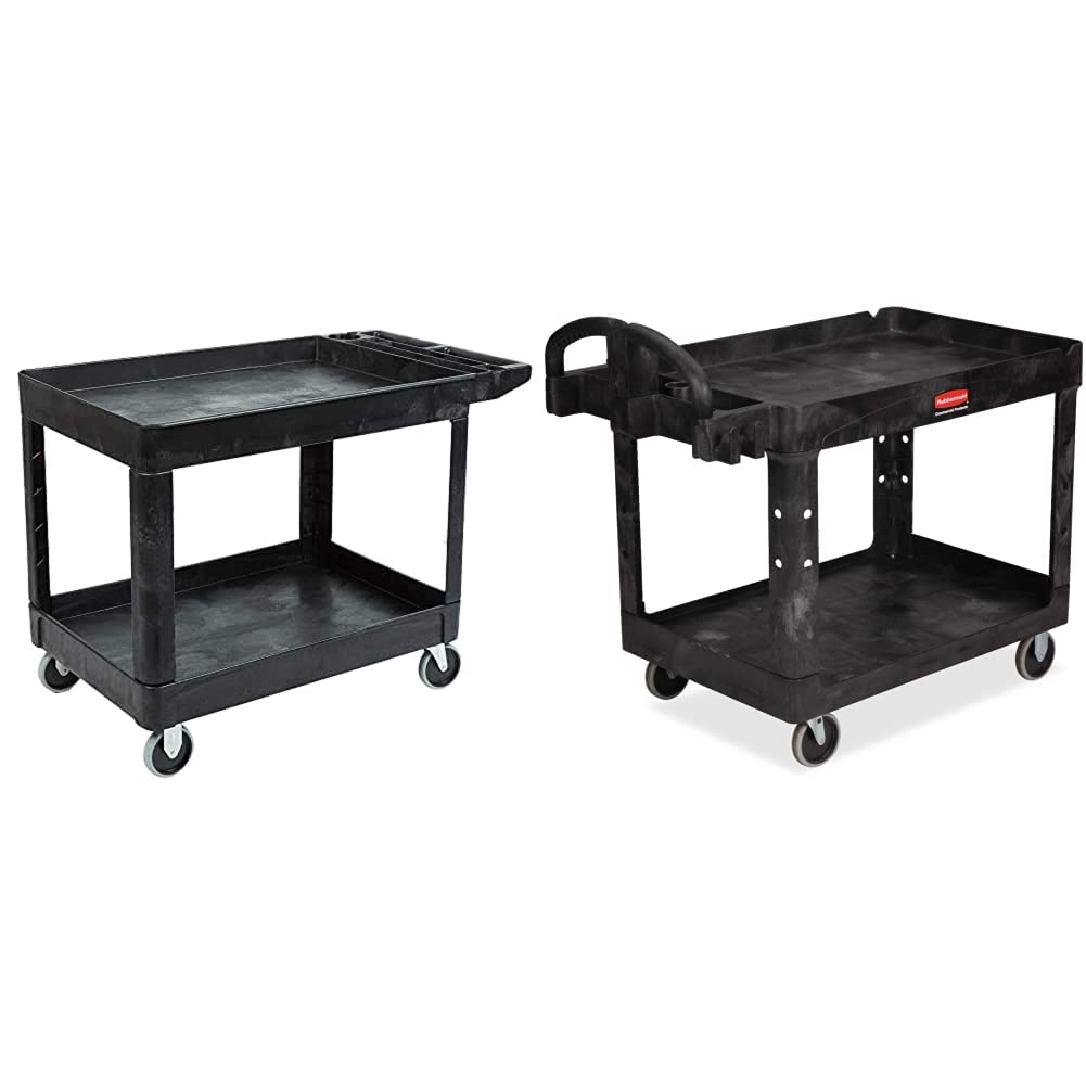 Rubbermaid Commercial Products 2-Shelf Utility Service Carts (FG452089BLA, FG452088BLA)