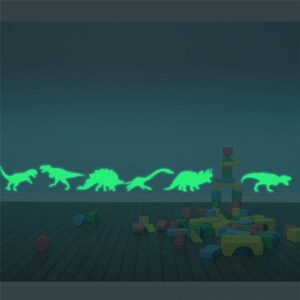 Supzone 18 pcs Dinosaurs Wall Decals Luminous Stickers Glow in The Dark Light Dino Wall Stickers Removable Vinyl DIY Wall Decor for Boys Playroom Bedroom Classroom Living Room Nursery Room