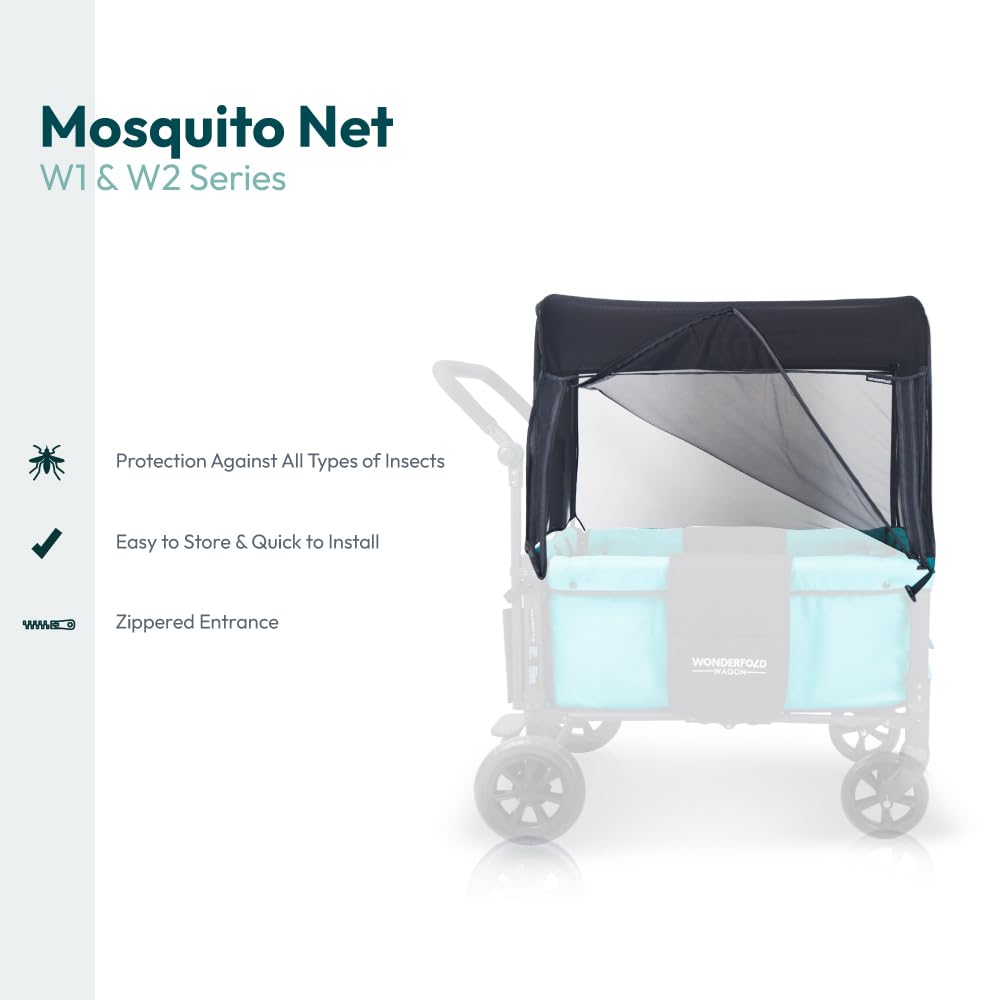 WONDERFOLD Mosquito Net for Stroller Wagon Featuring Easy Access Zippered Entrance with Quick and Easy Install and Protection from All Types of Insects (Fits Only W1 & W2)