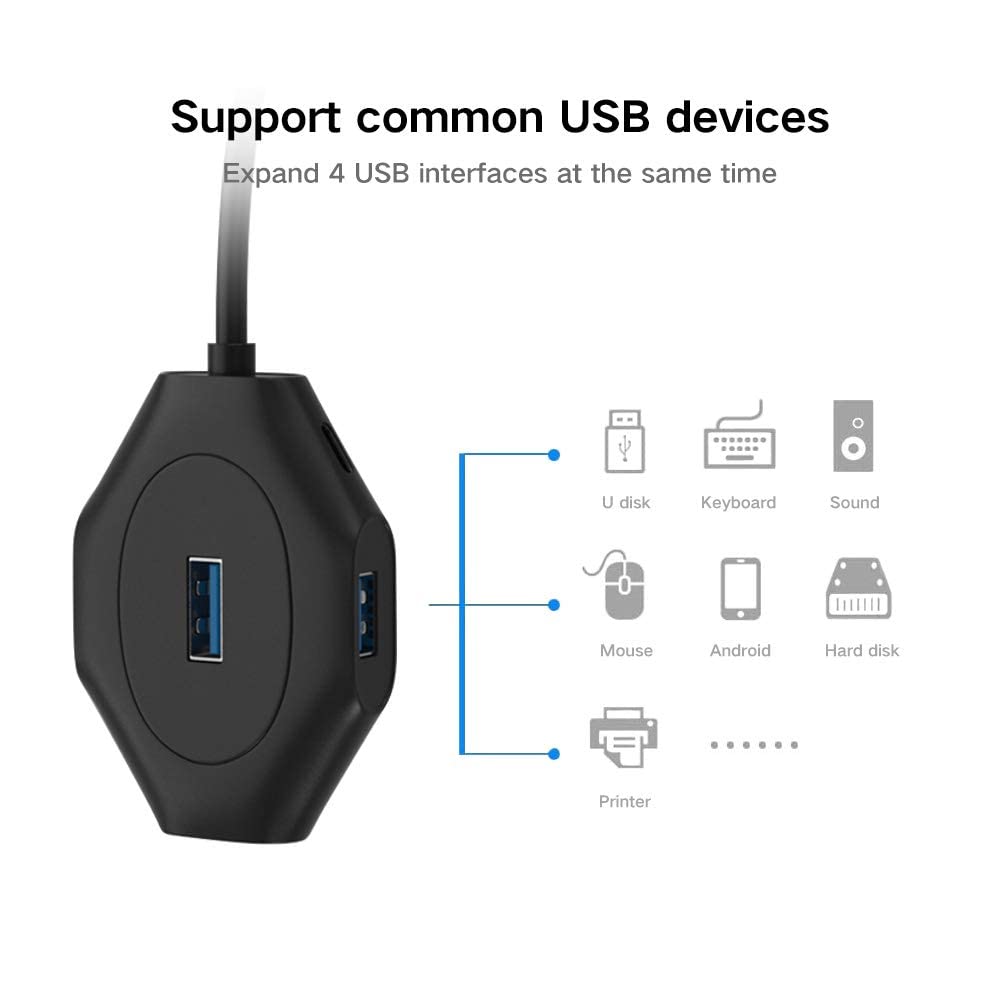 USB C to USB Hub Adapter,Type-C to USB 3.0 Hub,4 USB 3.0 Ports and 1 USB C High-Speed Charging Port Compatible with Chromebook/Laptop/Notebook/Tablet/Phone