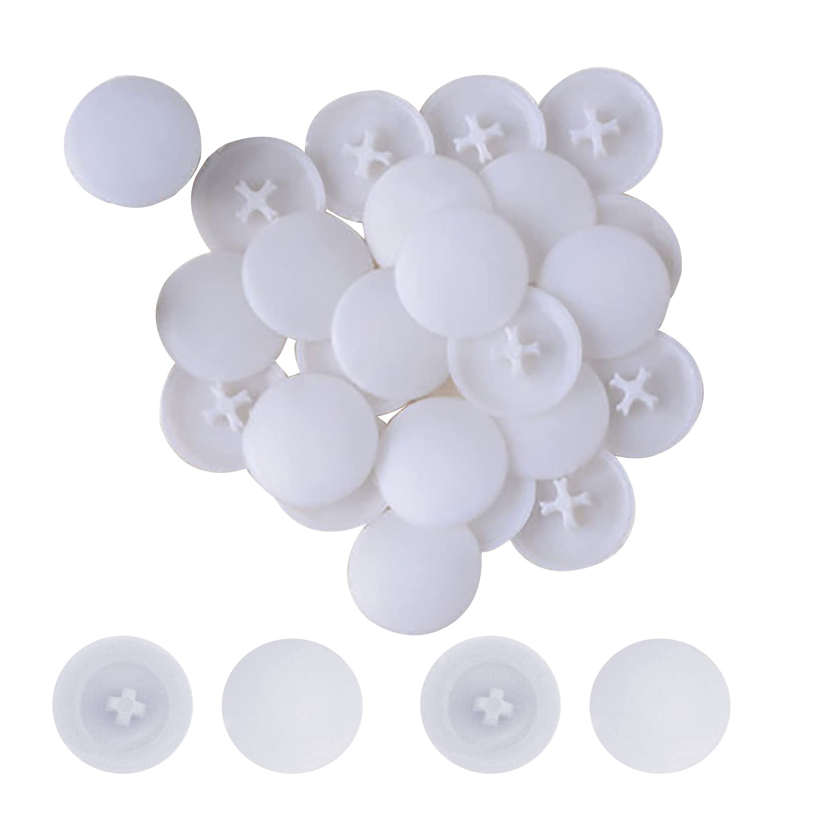 100 PCS Screw Cap Covers Plastic Screw Caps for Phillips Screws Head Waterproof Screw Covers Three in One Eccentric Wheel Plastic Decorative Cover Self-Tapping Screw Cover (17mm, White)