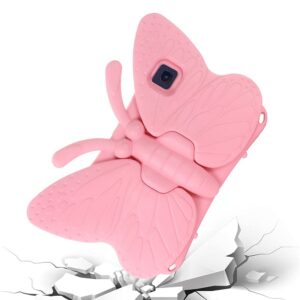 Tading Kids Case for Samsung Galaxy Tab A8 10.5" 2022 (SM-X200/SM-X205/SM-X207), Shockproof Light Weight Protective Stand Cover for Galaxy Tab A8 10.5 Inch, Cute Butterfly - Pink