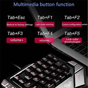 Niaviben Mini One-Handed Gaming Keyboard with Wrist Rest 38 Keys USB Wired Gaming Keyboard LED Backlight Ergonomic Keyboard Applies to PC Office (Black)