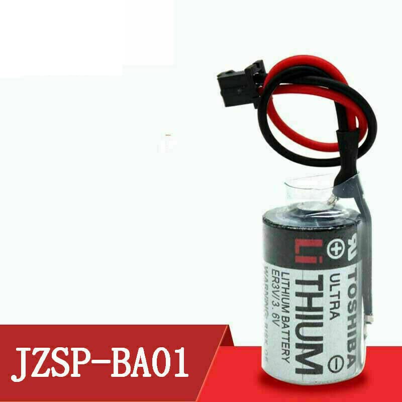 BAOBUTE 2PCS ER3V 3.6V 1000mAh PLC Lithium Battery Compatible for Toshiba JZSP-BA01 146705-1(with Black Connector), 14.5*25mm