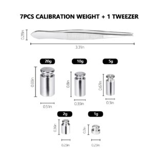 UNIWEIGH Calibration Weights Set, 7pcs 1-60g Calibration Gram Scale Weights Kit, Small Test Weight for Scales Digital Weight Grams, Includes: 1g*1, 2g*2, 5g*1,10g*1, 20g*2,1 Piece Tweezers