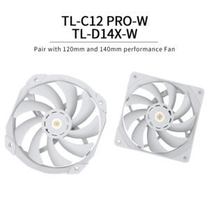 Thermalright FC140 White CPU Air Cooler, 5 Heat Pipes, TL-D14X-W and TL-C12PRO-W PWM Fan, Aluminium Heatsink Cover, AGHP Technology, for AMD AM4/Intel LGA 1700/1150/1151/1200/2011/2066