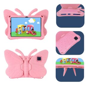 Tading Kids Case for Samsung Galaxy Tab A8 10.5" 2022 (SM-X200/SM-X205/SM-X207), Shockproof Light Weight Protective Stand Cover for Galaxy Tab A8 10.5 Inch, Cute Butterfly - Pink