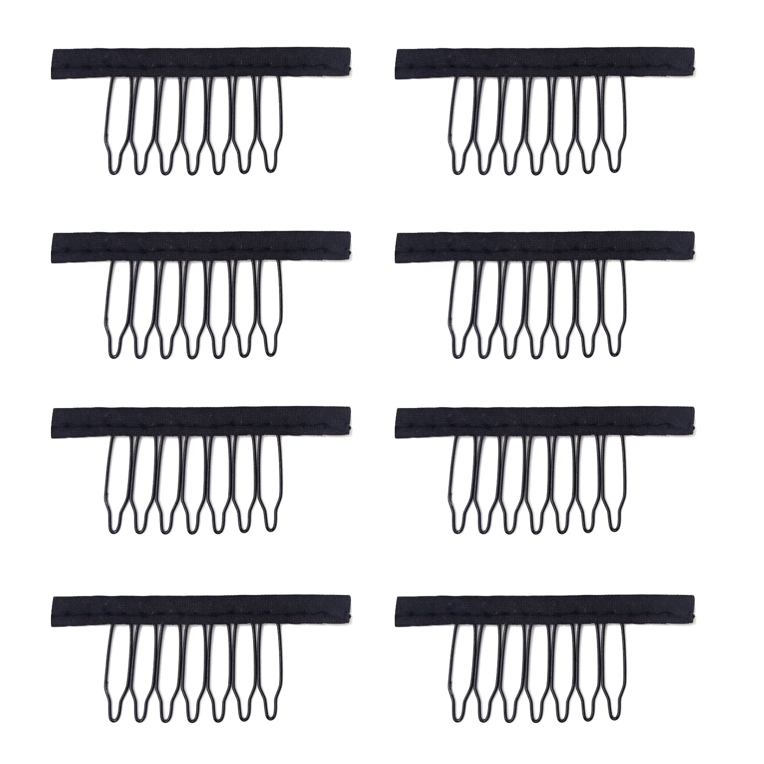 HONBAY 50PCS 7-teeth Wig Clips Wig Combs, Hair Extensions for Wig Caps DIY Wig Accessories Tools, Steel Teeth with Cloth