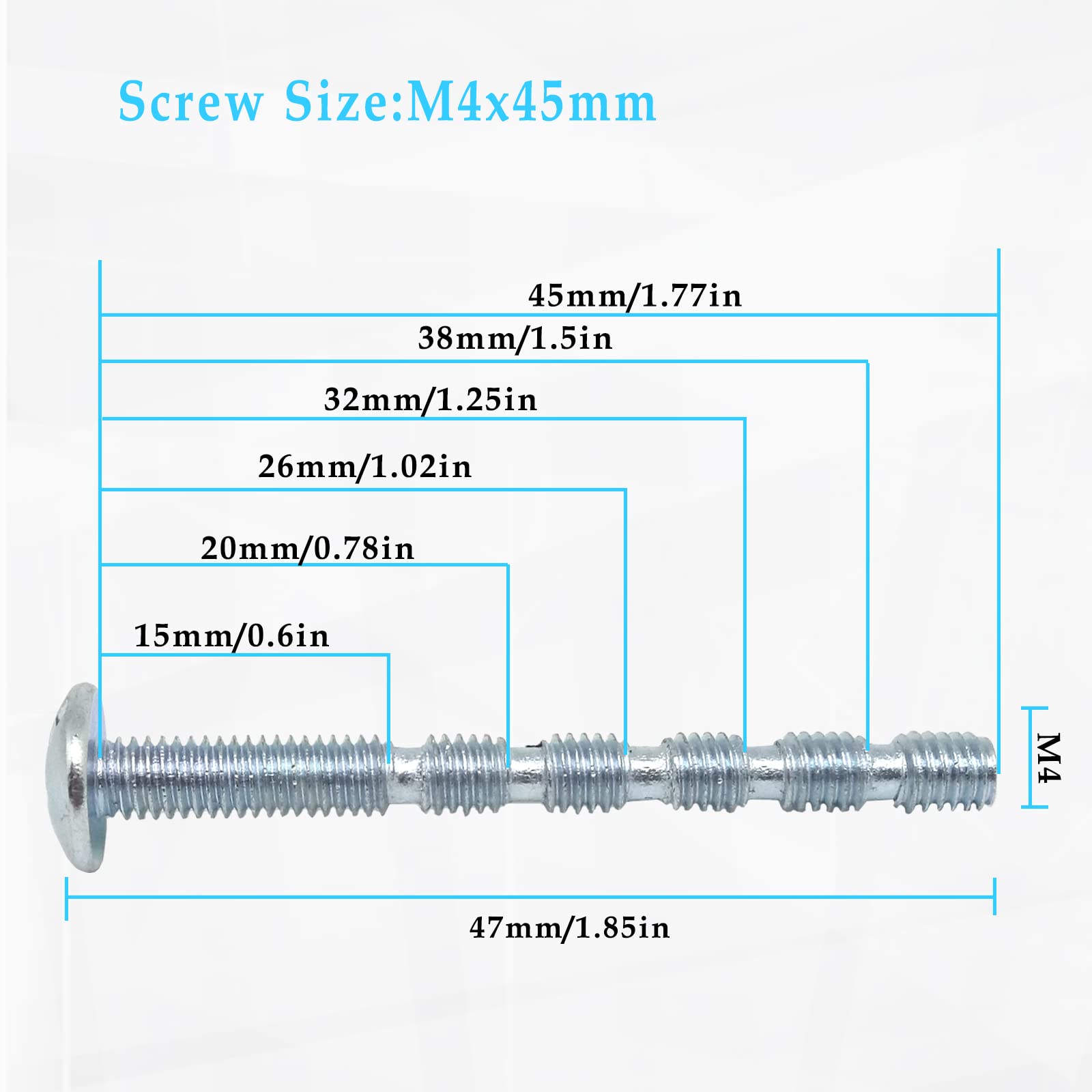 50pcs Truss Head Breakaway Machine Screw,Phillips Head Break Away Machine Screws for Cabinet knobs(M4x45)